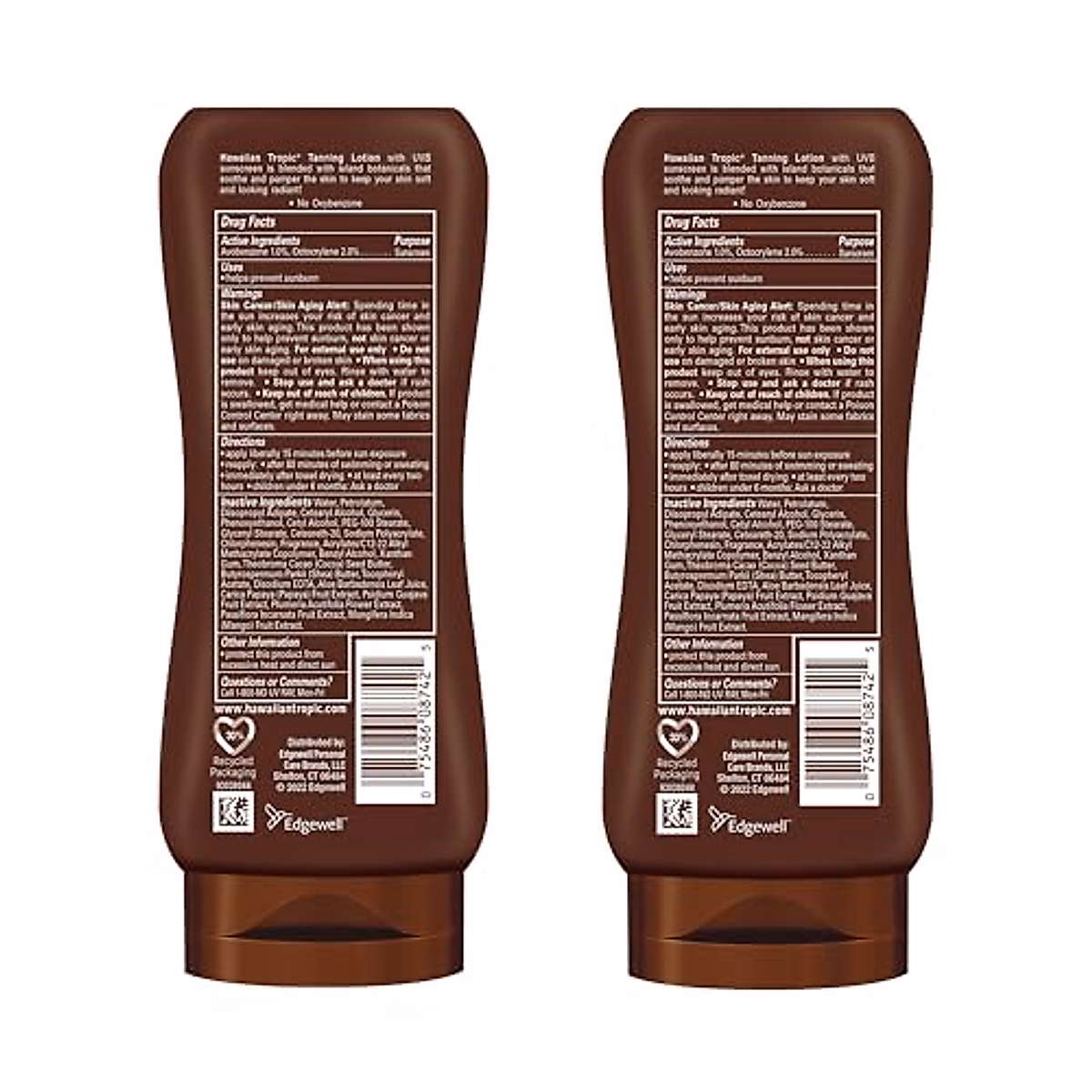 Hawaiian Tropic Island Tanning Lotion - Outdoor Tanning Lotion with SPF 4, Oxybenzone Free Sunscreen, 8oz, Twin Pack
