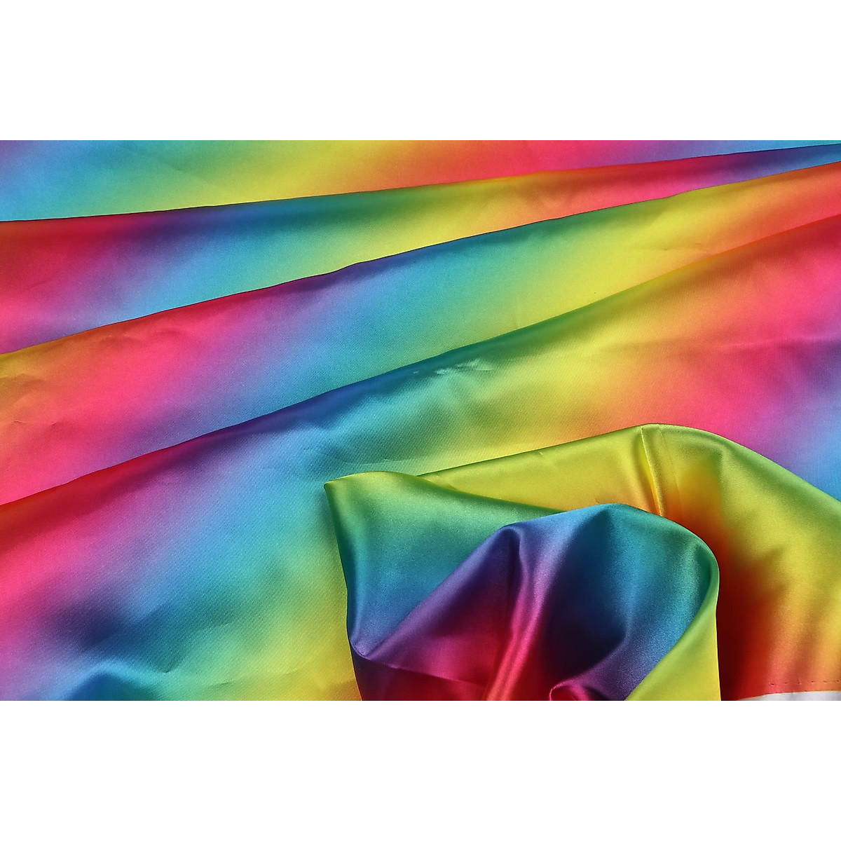 YYCRAFT Charmeuse Bridal Satin Fabric by The Yard 58 Inches Wide (Rainbow,2 Yards)