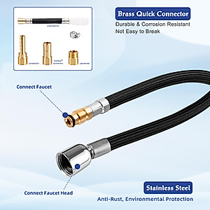 K-1219935-BC Hose Kit Compatible with Kohler Pull Down Kitchen Faucet, 68 Inches Bright Chrome Pull-Out Kitchen Faucet Hose Replacement Part of K-1304674-BC, with 4 Adapters