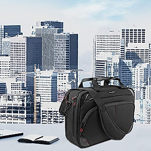 KROSER Laptop Bag 15.6 Inch Laptop Briefcase Laptop Messenger Bag Water Repellent Computer Case Laptop Shoulder Bag Durable Tablet Sleeve with RFID Pockets for Business/College/Women/Men-Black/Red