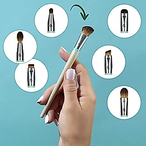 EcoTools Interchangeables Total Renewal Eye Makeup Brush Kit, Customizable Makeup Brushes for Eyeshadow, Travel-Friendly Kit, Eco-Friendly Synthetic Bristles, Cruelty Free & Vegan, 9 Piece Set