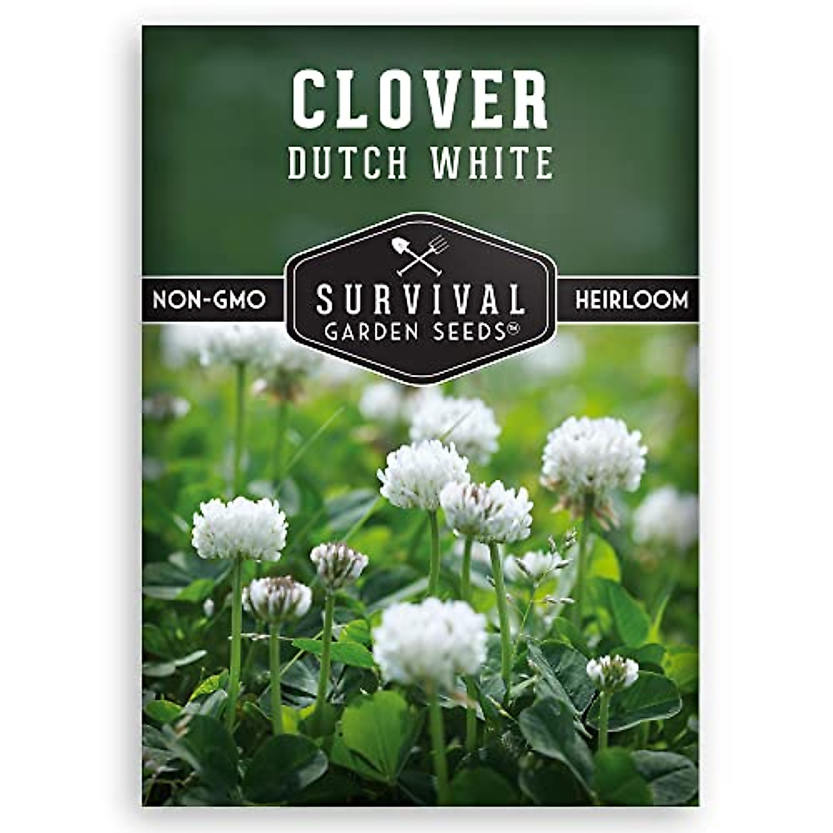 Survival Garden Seeds - Dutch White Clover Seed for Planting - Packet with Instructions to Plant and Grow White Clover as Ground Cover, Erosion Control or Cover Crop - Non-GMO Heirloom Variety
