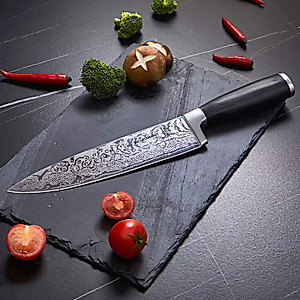 MICHELANGELO Super Sharp Professional Chef's Knife with Etched Pattern, High Carbon Stainless Steel Japanese Knife, Chef Knife for Kitchen
