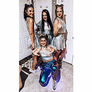 Alien Headband Halloween Alien Costume Accessories Alien Antenna Headband Adult with Face & Body Chunky Glitter Space Theme Party Favors for Women