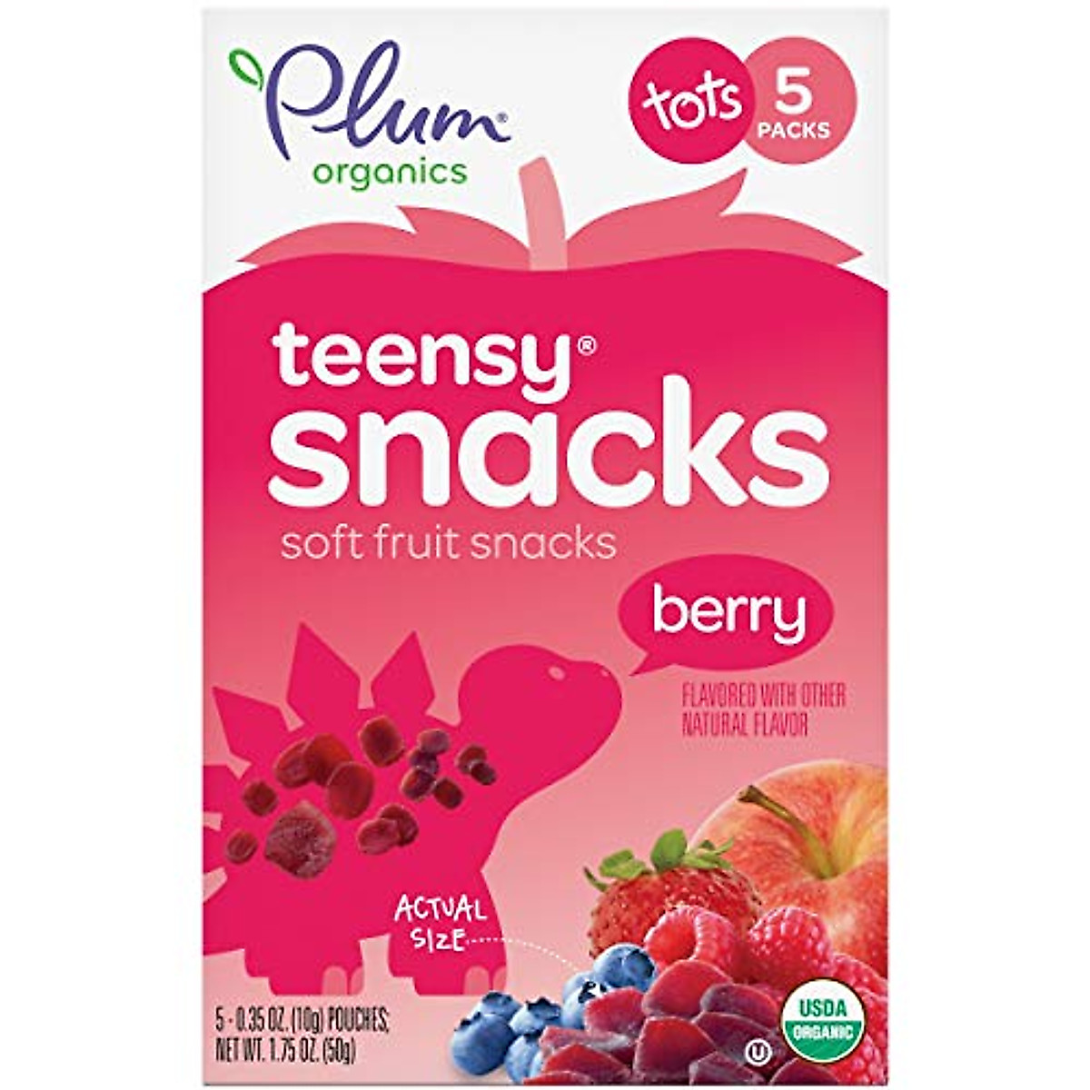 Plum Organics Teensy Snacks Organic Toddler Fruit Snacks, Berry, 1.75 Ounce Bags (Box of 5)