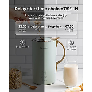 MOKKOM Automatic Nut Milk Maker, 20 oz Soy Milk Maker, Homemade Almond, Oat, Coconut, Soy, Plant-Based Milk and Dairy Free Beverages, Almond Milk Maker with Delay Start/Boild Water/Self Clean - Green