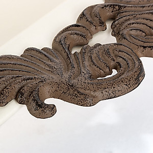 23.75-Inch Long Cream Ceramic Tray with Acanthus Leaf Styled Metal Handles