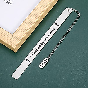 Baptism Gifts for Girl Boy 2023 Washed by The Water Bookmark Religious Gift for Women Men Christian Goddaughter Adult Son Daughter Christmas First Communion Catholic Gift Book Marker Baby Shower Gift