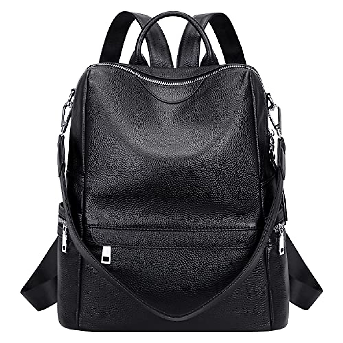 ALTOSY Leather Backpack for Women Elegant Genuine Backpack Purse Ladies Leather Shoulderbag （S80 Black）