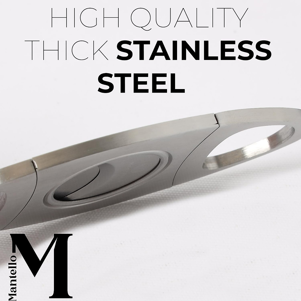 Mantello Stainless Steel Cigar Cutter- Large Premium Cigar Cutters - Cuts Up to 60 Gauge Cigar - Cigar Cutter Guillotine, Double Cut Blade in Gift Box, Gifts for Men, Groomsmen Cigar Cutter
