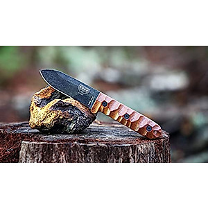 ESEE PR4 Fixed Blade Survival Knife, Black Oxide Finish, Leather Sheath