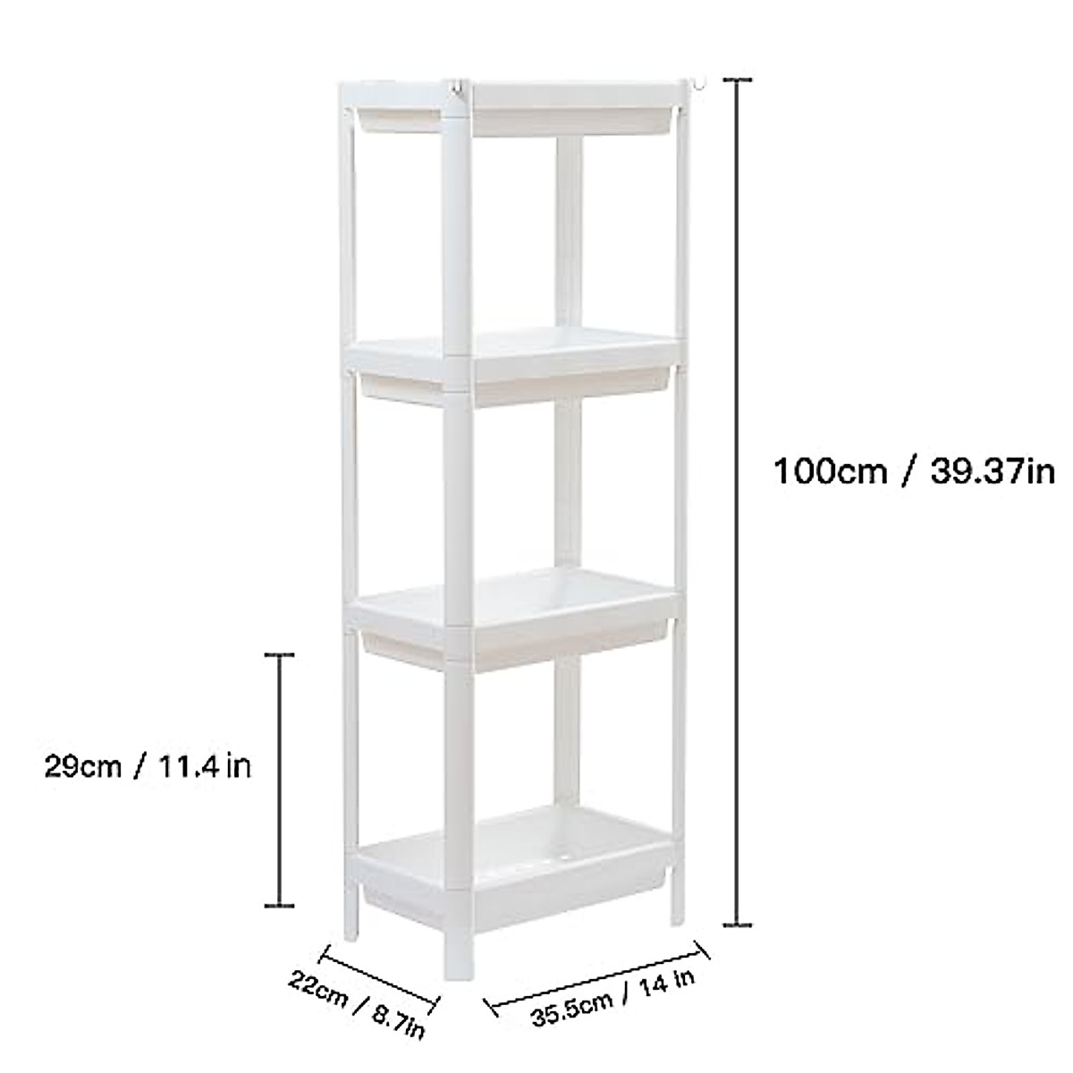 HIEEY 4 Tier Bathroom Shelf,Bathroom Rack, Shelves Organizer, for Bathroom Laundry Pantry Kitchen Narrow Places