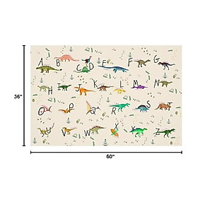 Osimiccp Dinosaur Rug for Boys Bedroom,3'x5' Non-Slip ABC Rug for Kids Playroom,Living Room,Classroom Area Rug Home Decor