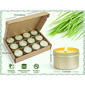 LA BELLEFÉE Citronella Candles Outdoor, Lemongrass Scented Candles,Natural Citronella Soy Candles Set,Summer Aromatherapy Candles Set for Patio Garden Balcony BBQ,Indoor/Outdoor Use (12 Pack)