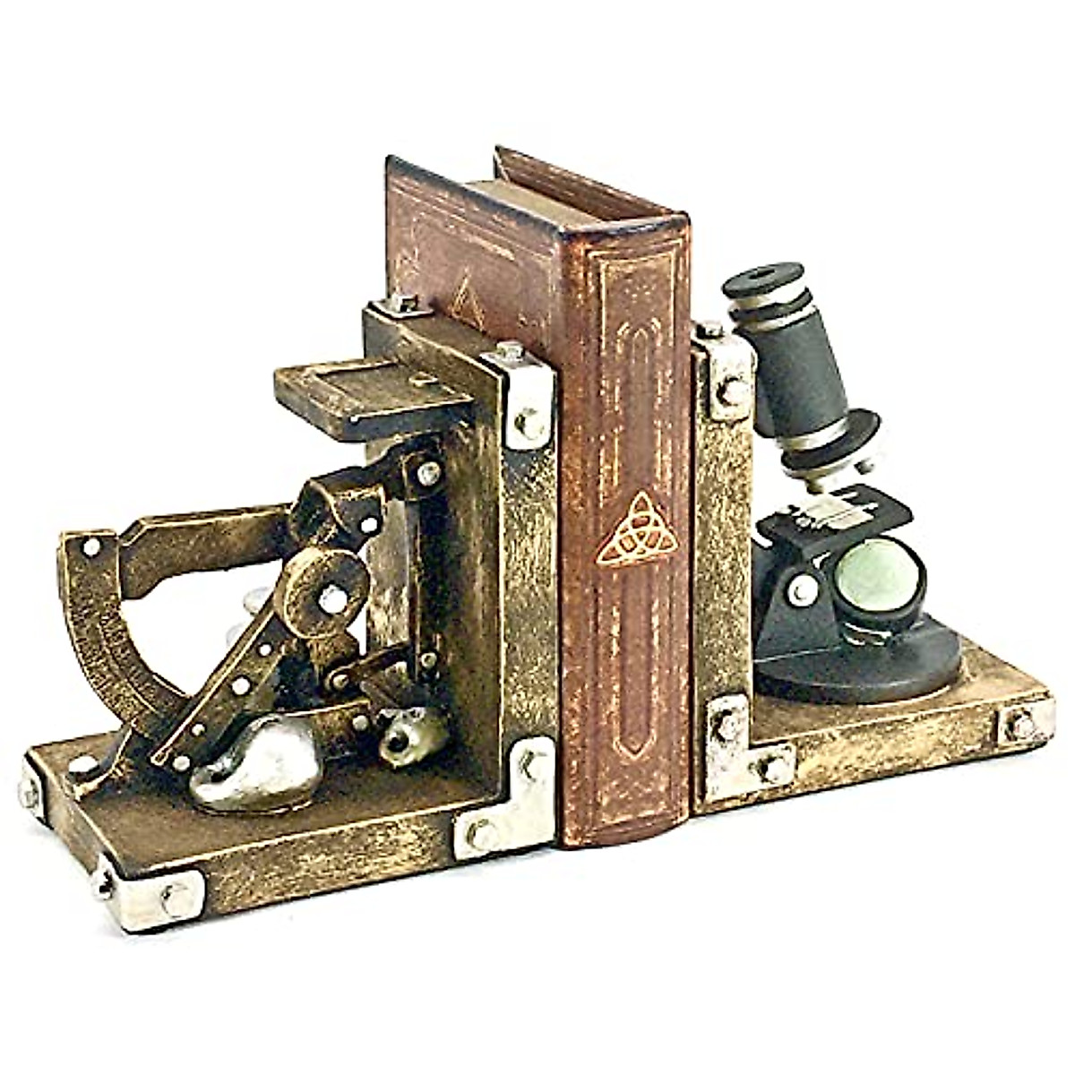 Bellaa 22731 Decorative Bookend Home Decor Scientist Book Ends Support Bookshelves Science Gift Heavy Duty Non Skid Gold 6 Inches