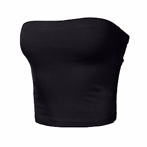 HATOPANTS Tube Crop Shapewear Tops Strapless Cute Sexy Cotton Basic Casual Black L