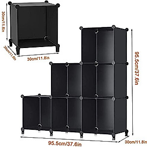 6-Cube Storage Organizer, Closet Organizer Storage shelf Bookcase Bookshelf with Metal Hammer, Storage Cubes Organizer Cabinet for Kids, Closet, Bedroom, Bathroom, (11.8x11.8x11.8 inch), Black
