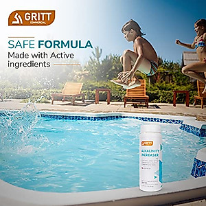 Gritt Commercial Alkalinity Increaser Plus for Swimming Pool, Spa, & Hot Tub Water - Powder Formula - Keeps up Pool Health, Reduces Equipment Wear & Tear, Staining, and Scaling - 2 lbs