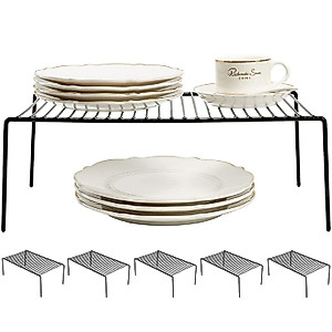 ARCCI Kitchen Cabinet Shelf Organizer Set of 6, Medium (13 x 9.4 inch) Rustproof Metal Wire Pantry Storage Shelves, Dish Plate Racks for Cabinets, Freezer, Counter, Cupboard Organizers and Storage