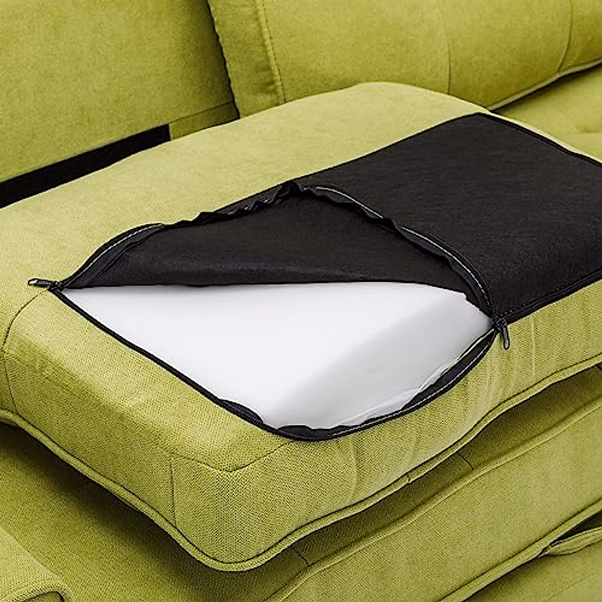 Merax 59.4" Loveseat Pull-Out Sofa Bed Modern Upholstered Couch with Side Pocket for Living Room Office,Green