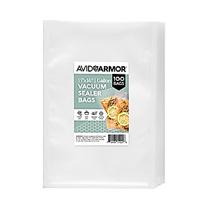 Avid Armor Vacuum Sealer Bags 100 Gallon 11"x16" for Food Saver, Seal a Meal Vac Sealers BPA Free, Heavy Duty Commercial Grade, Mea Prep and Sous Vide Vaccume Safe, Universal Design Pre-Cut Bag