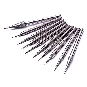 CAMAQUI 2.35mm Shank Tapered Head Diamond Grinding Burr Drill Bits Sets for Dremel Rotary Tools