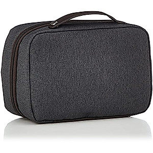 TUMI Alpha 3 Split Travel Kit - Luggage Accessories Toiletry Bag for Men and Women with Embossed Leather Carry Handle - Anthracite