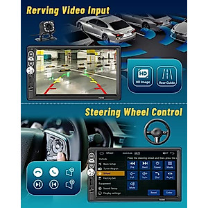 Hikity Single Din Car Stereo 7 Inch Touchscreen with Apple Carplay Android Auto Bluetooth 5.1, Car Audio Receiver with Mirror Link FM Radio SWC USB AUX TF Card and 12LED Backup Camera