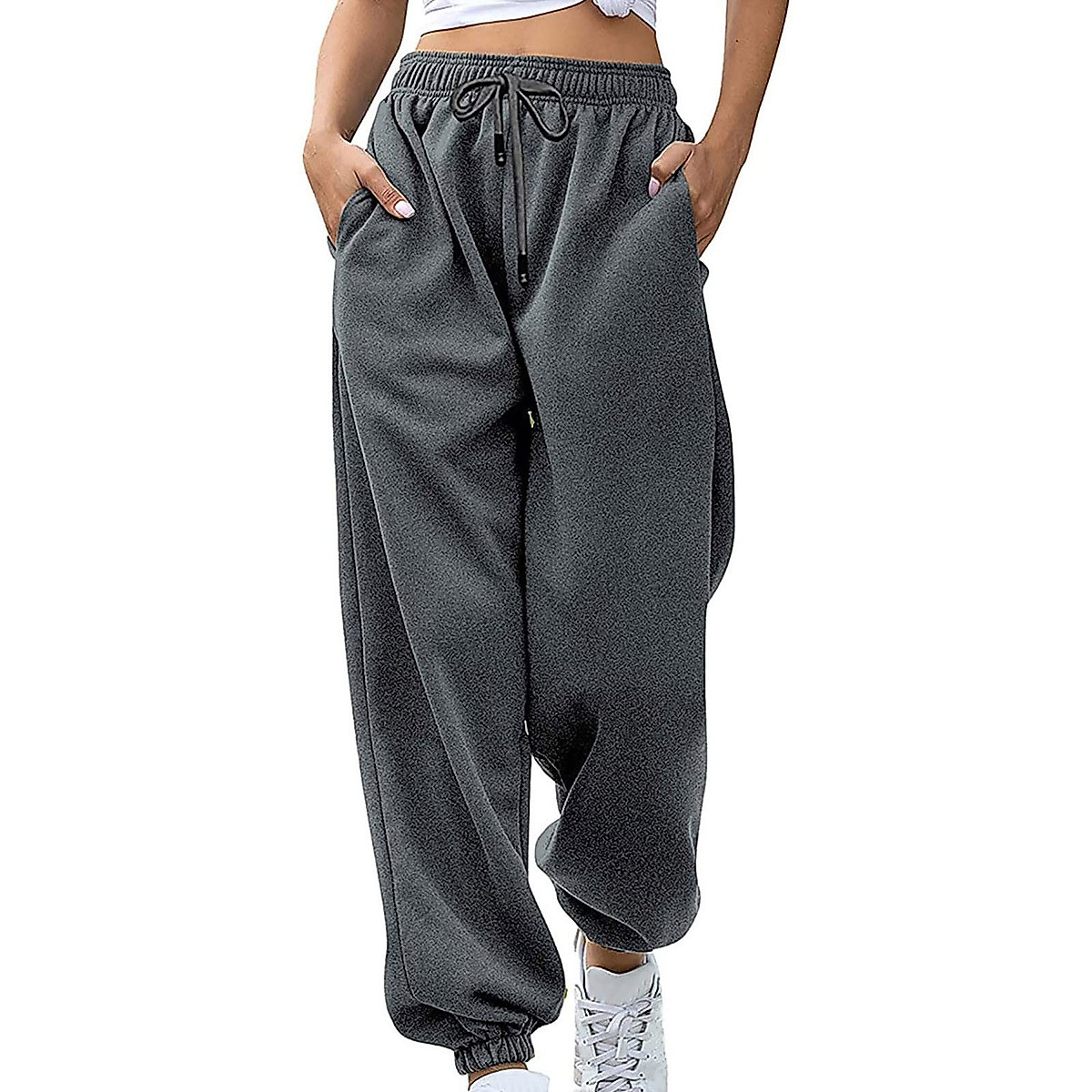 Sweatpants Women Wide Leg Sweatpants for Teen Girls,Women's High Waisted Joggers Summer Workout Baggy Yoga Pants Cinch Bottom Trousers Holiday Deals