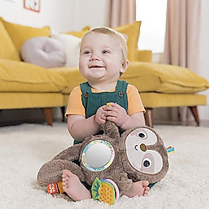 Bright Starts Slingin’ Sloth Travel Buddy Plush Stuffed Animal Take-Along Stroller or Carrier Toy, Ages 0 Month+