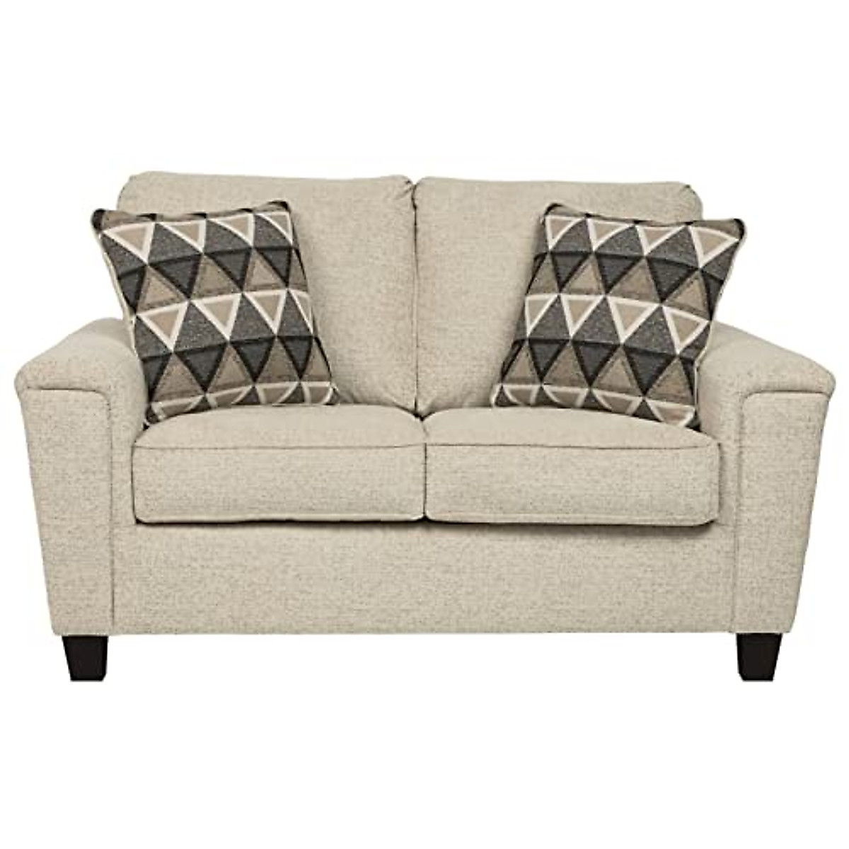 Signature Design by Ashley Abinger Chenille Contemporary Loveseat with 2 Accent Pillows, Beige