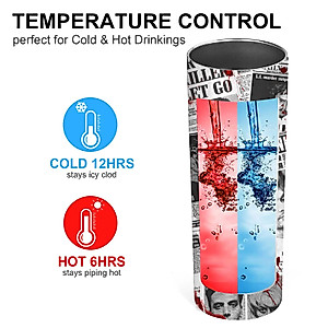 ATHAND Horror Cups Serial Horror Party Coffee Mug Serial Killer Halloween Gifts Newspaper Stories 20oz Skinny Tumbler With Lid Stainless Steel Travel Cup