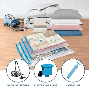 RoomiPro Space Saver Vacuum Storage Bags, 8 Medium Vacuum Sealer Bags with Pump, Storage Vacuum Sealed Bags for Clothing, Comforters, Blanket Storage, Bedding