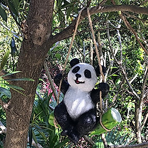 Goods247 Cute Black and White Panda Swing on Bamboo Creative Statue as Garden Decoration