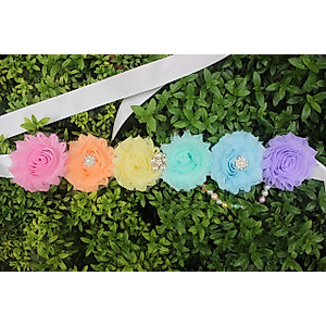 nania original design rainbow materinity sash pregancy sash for baby shower (pastel rainbow)