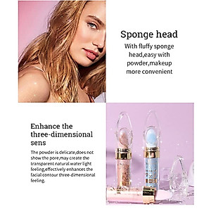 Polvo De Hadas Makeup Powder, Highlighter Powder Stick Body Shimmer Patting Powder Glitter High Gloss Sparkle Loose Brighten Face Body Lips Eyes Glow Cosmetic White Moonbeam (6 Colors Set)