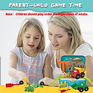 KAEGREEL Construction Vehicles Toys for Boys, 60PCS Take Apart Trucks Engineering Building Excavator Crane DumpToy Set with Backpack, STEM Birthday Gifts for Kids Aged 3 4 5 6 8 Year Old Toddlers