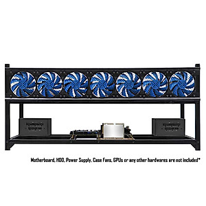 Kingwin 8 GPU Miner Rig Case Frame – Premium Stackable Aluminum Mining Rig Enclosure for Efficient Crypto Mining, Test Bench PC Case.