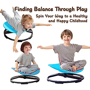 GAKINUNE Kids Sensory Chair for Autism Kids Swivel Chair, Sensory Spin Chair Seat Improve Physical Coordination Wobble Chair for Kids Sit and Spin Relief of Motion Sickness