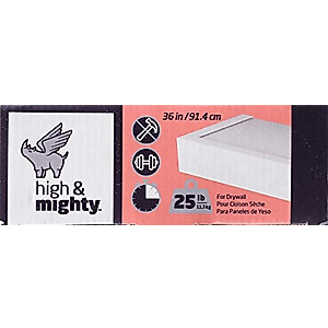HIGH & MIGHTY 515613 Modern 36" Floating Shelf Holds up to 25lbs, Easy Tool-Free Dry Wall Installation, Flat, White