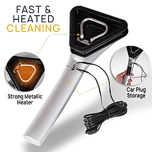 VaygWay Electric Heated Car Window Snow Ice Scraper with Light -Heated Car Auto Windshield Scraper- Extendable 15.8 Feet Long Cord 12V LED Light Heated Melting Ice Snow Scraper, Vehicle Scraper