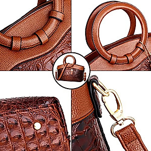 XingChen Crocodile Pattern Handbag for Women Leather Ring Top Handle Satchel Style Shoulder Bag Fashion Purse Embossed Tote
