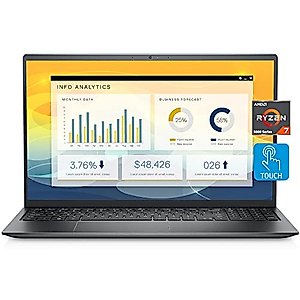 Dell Newest Inspiron 15 Laptop, 15.6 FHD LED-Backlit Touch Display, AMD Ryzen 7 5700U, 32GB DDR4 RAM, 1TB PCIe SSD, HDMI, Webcam, Backlit Keyboard, WiFi, Bluetooth, FP Reader, Win11 Home