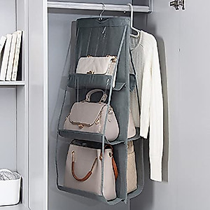 ZaYow Purses Hanger Hanging Handbag Organizer Bags Tote Storage Holder for Closet with 6 Large Pockets