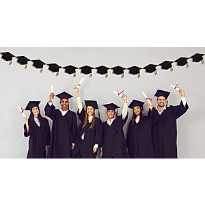 Graduation Decorations Class of 2024 Glitter Pre-Strung Congrats Grad Graduation with Tassel Party Congratulations Banner Decor College High School Graduation Party Favors Black