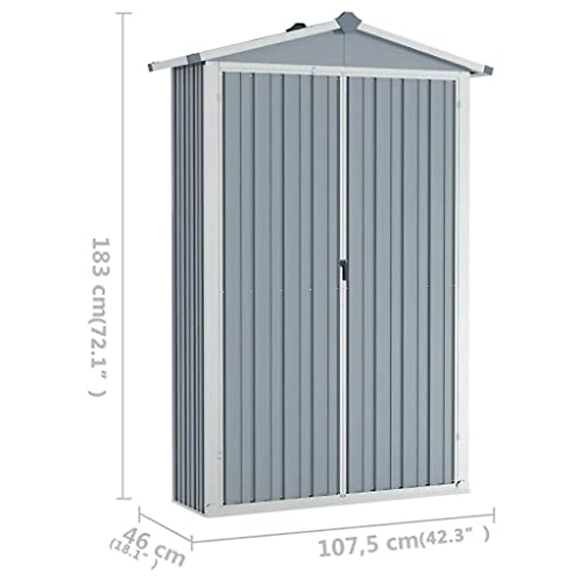 vidaXL Garden Shed Outdoor Lawn Home Garden Structure Storage Ventilation Sloping Design Shelf Tool Storage House Shed Gray Galvanized Steel