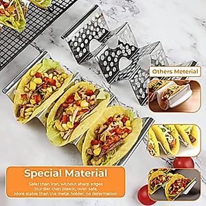 ORIGENUIN Set of 4 Premium Stainless Steel Taco Holder Racks | Taco Holder Plate Shell Stands, Stylish Taco Tray Easy Filling & Serving | Grill-Oven, Dishwasher Safe