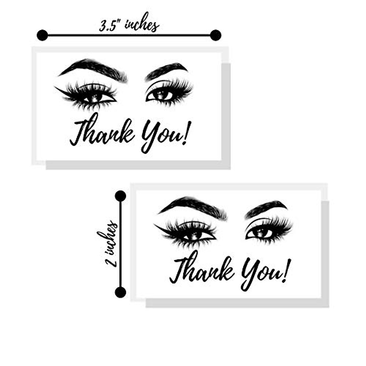Thank You Cards | Package of 50 | Design Single Sided Size 3.5 x 2" inches False Eyelashes and Microbladed Eyebrows