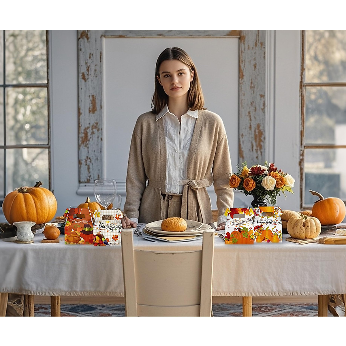 Habbiful 12 PCS Orange Thanksgiving Treat Boxes Fall Maple Leaf Gift Boxes for Goodies Cupcake Autumn Harvest Pumpkin Candy Gift Wrap for Fall Thanksgiving Party Decoration