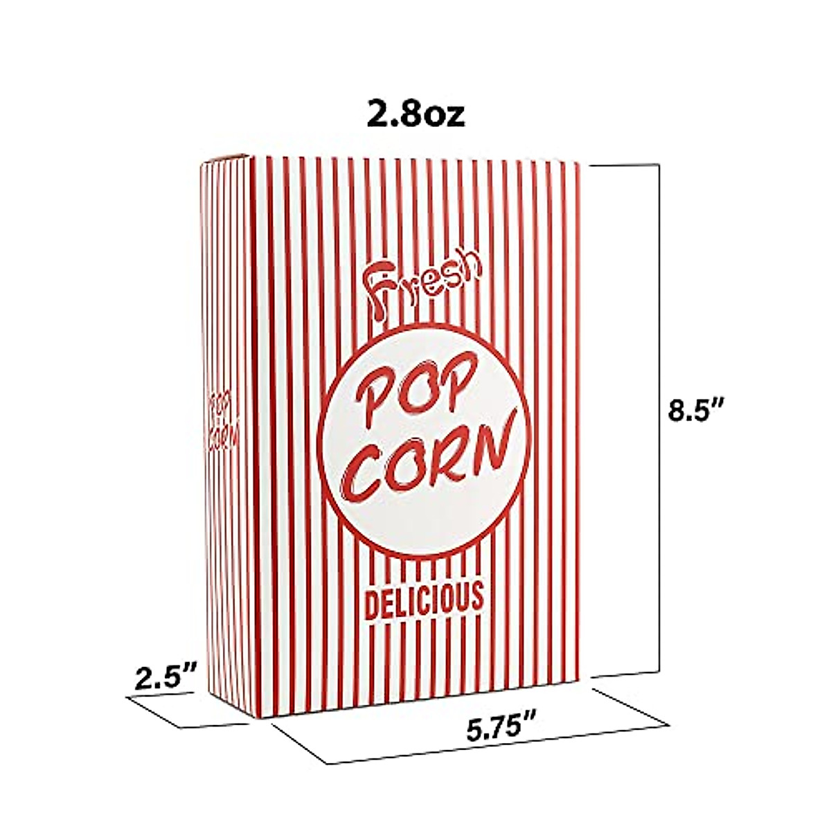 MT Products Popcorn Boxes for Party - 2.8 oz. (Pack of 50) - #4 Popcorn Buckets With Close Top - Great for Movie Theater, Circuses, and Stadium